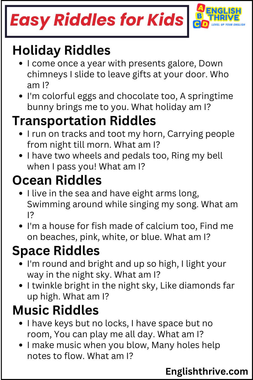 40 Easy Riddles For Kids - Fun Brain Teasers