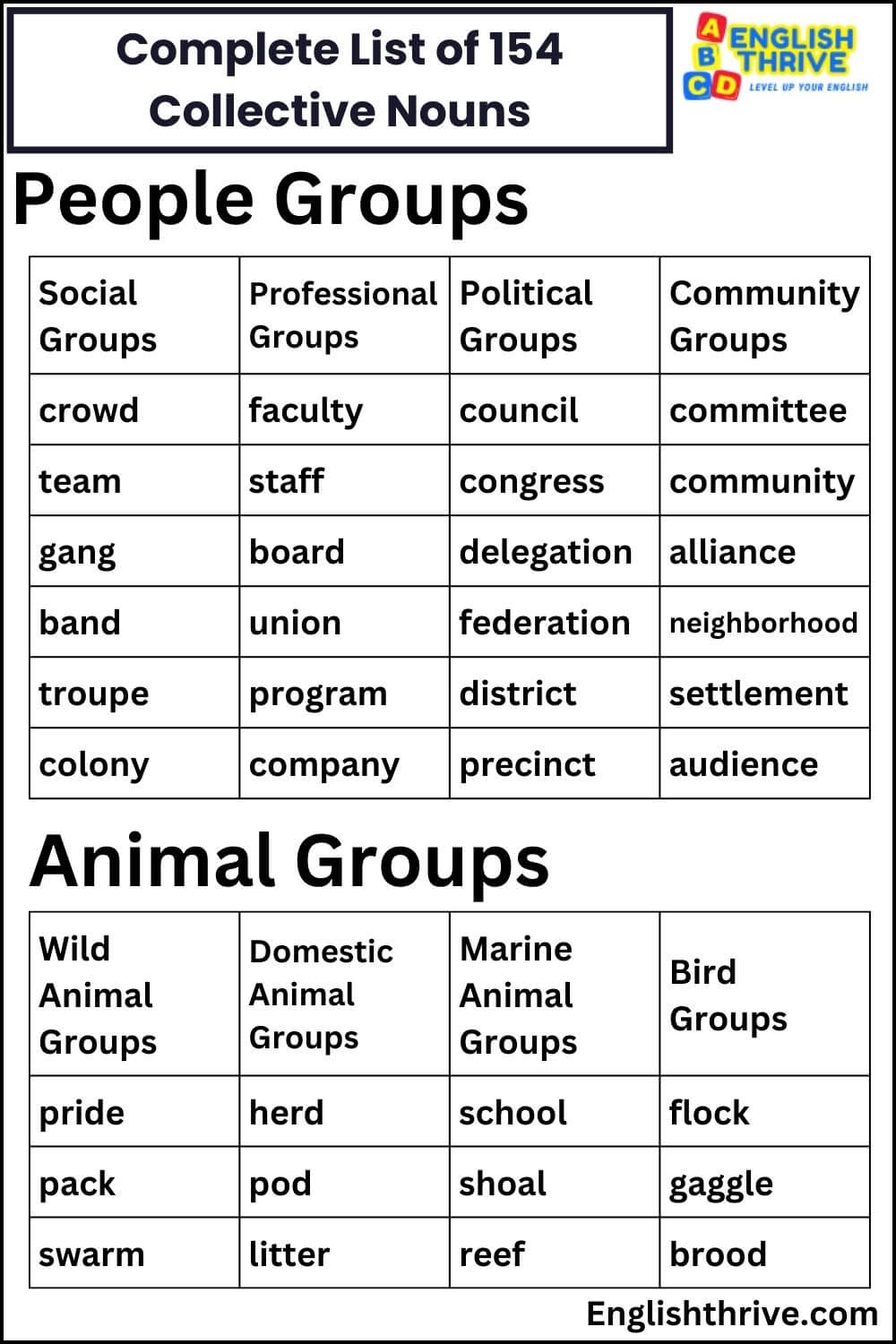 154 Collective Nouns Examples - A Complete Guide With Exercises