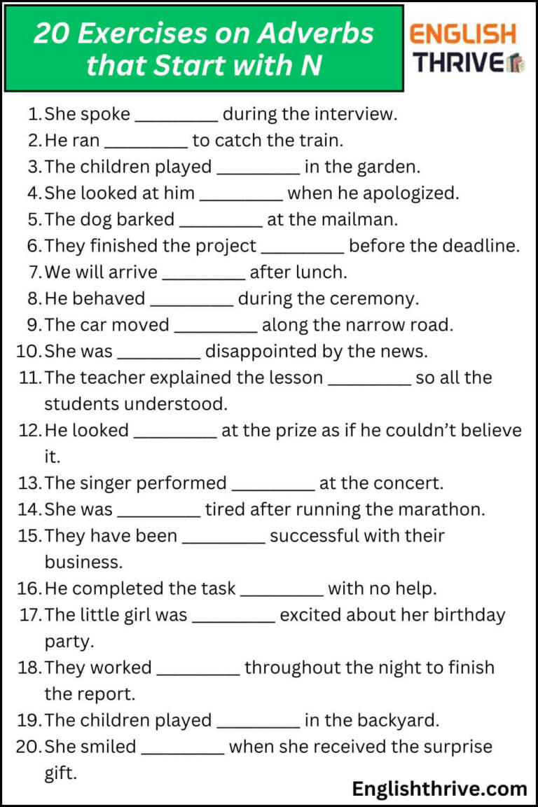 Adverbs That Start With N- Example And Exercise