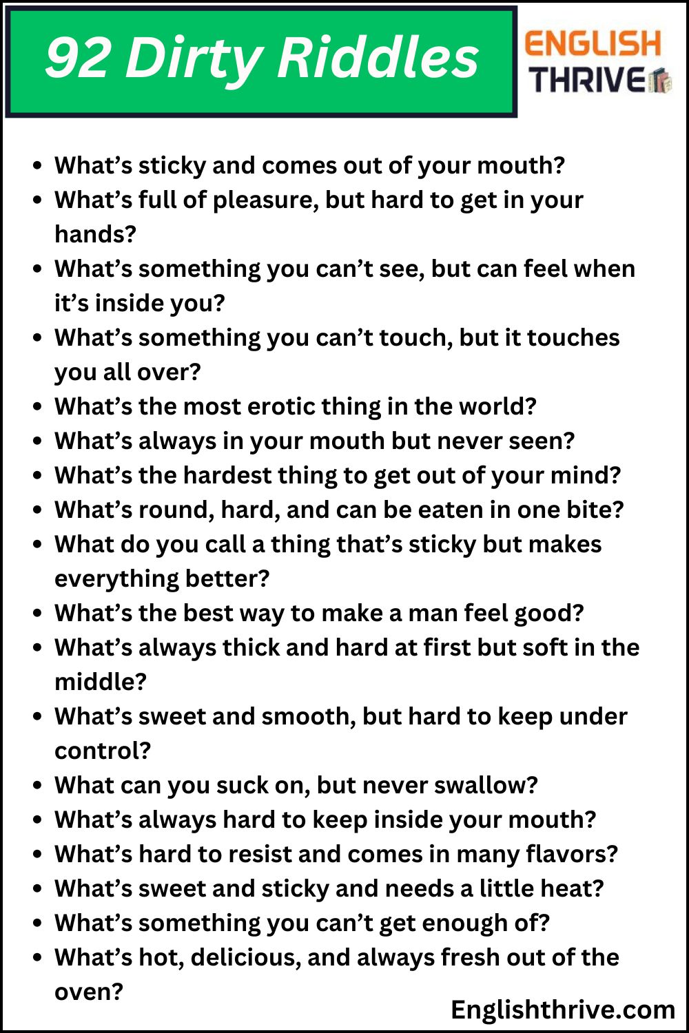 92 Dirty Riddles-Brain Teasers For Adults