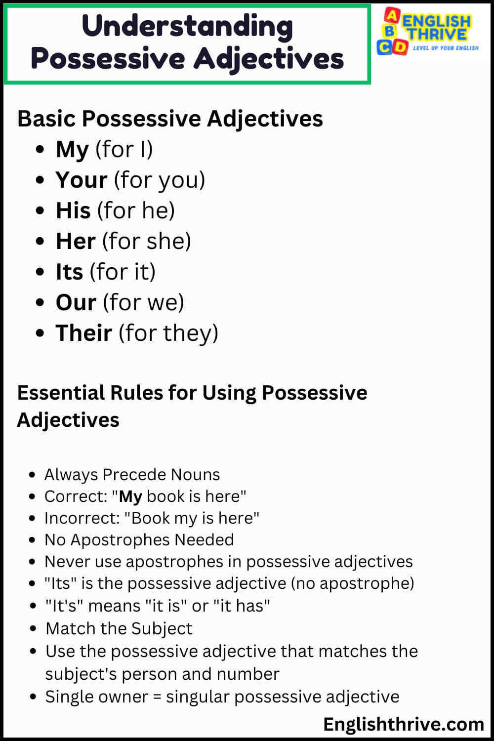 33 Possessive Adjective Examples Complete Guide With Exercises