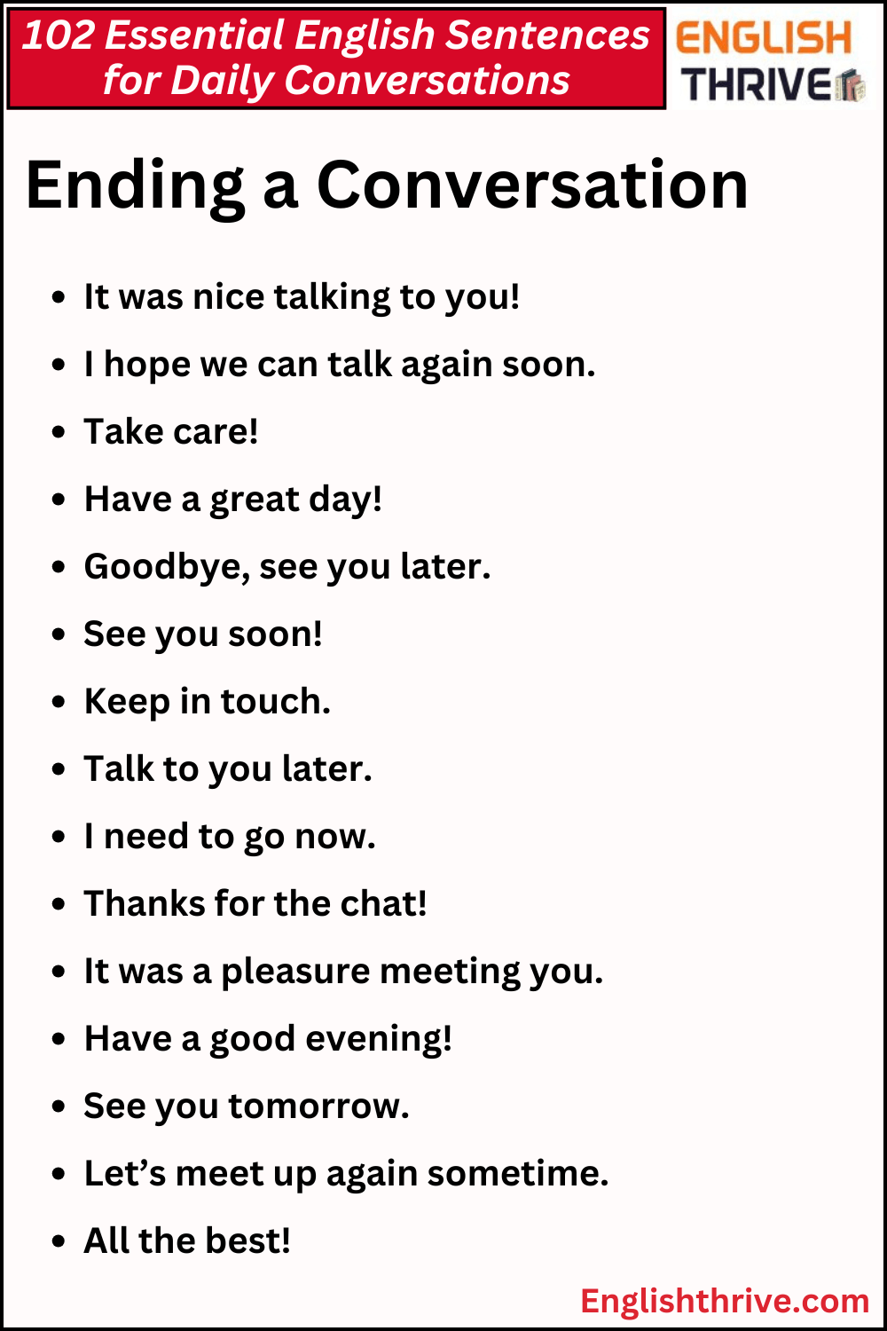 102 Essential English Sentences For Daily Conversations