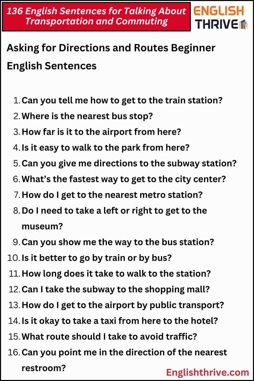 136 English Sentences For Talking About Transportation And Commuting