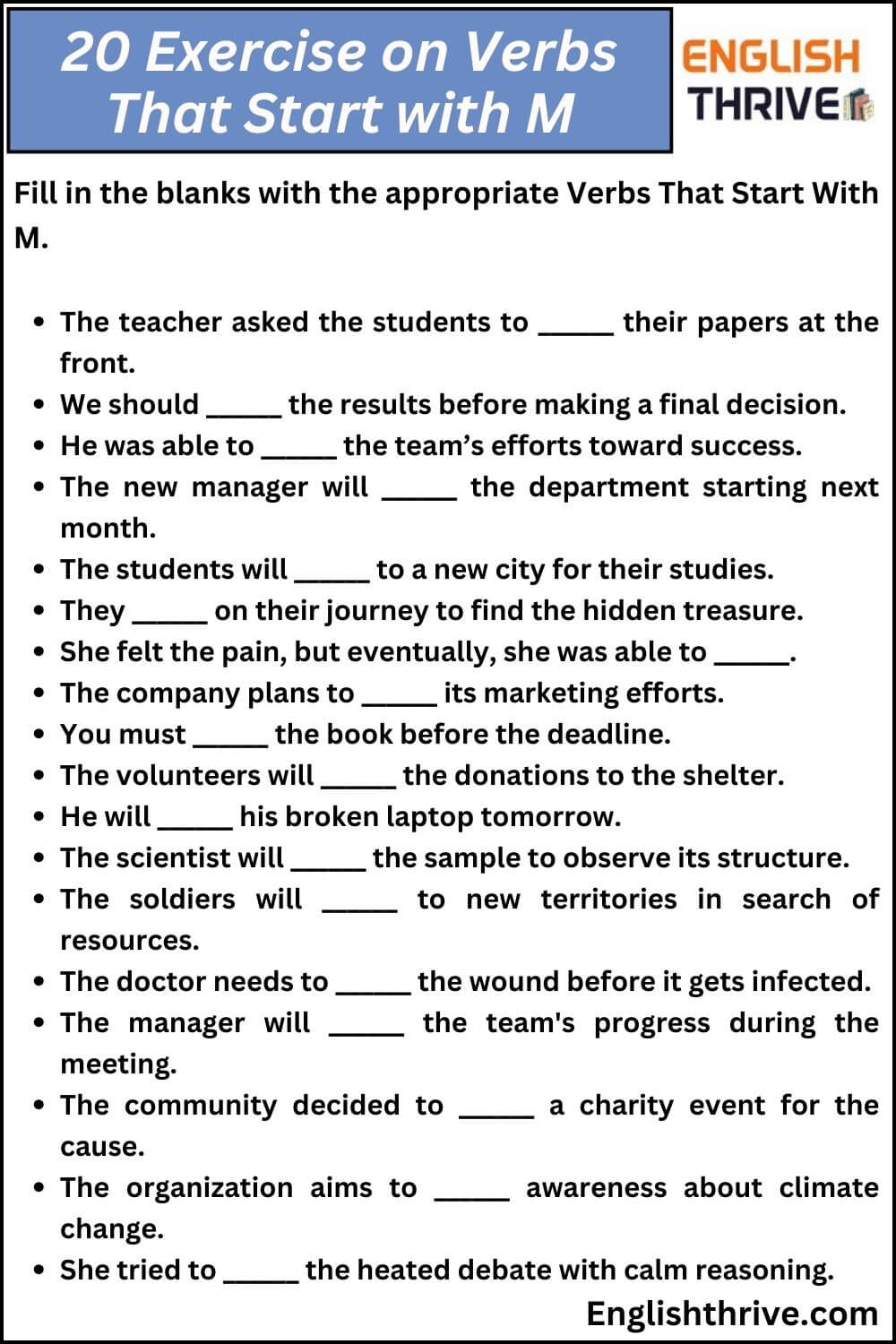 Verbs That Start With M: Examples And Exercises