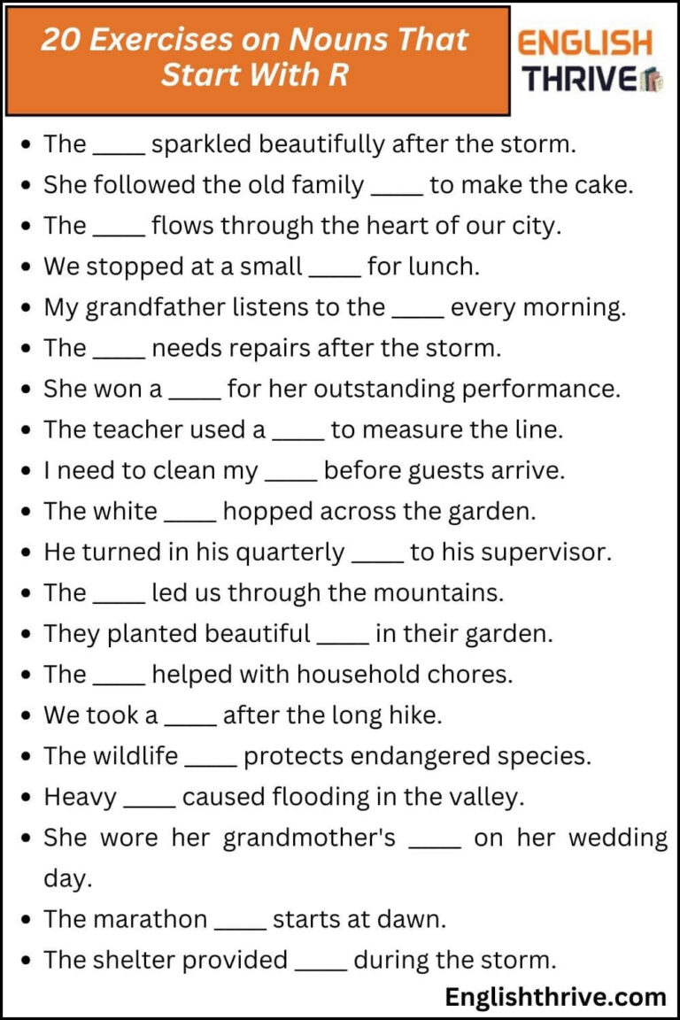 Nouns That Start With R- With Examples And Exercises