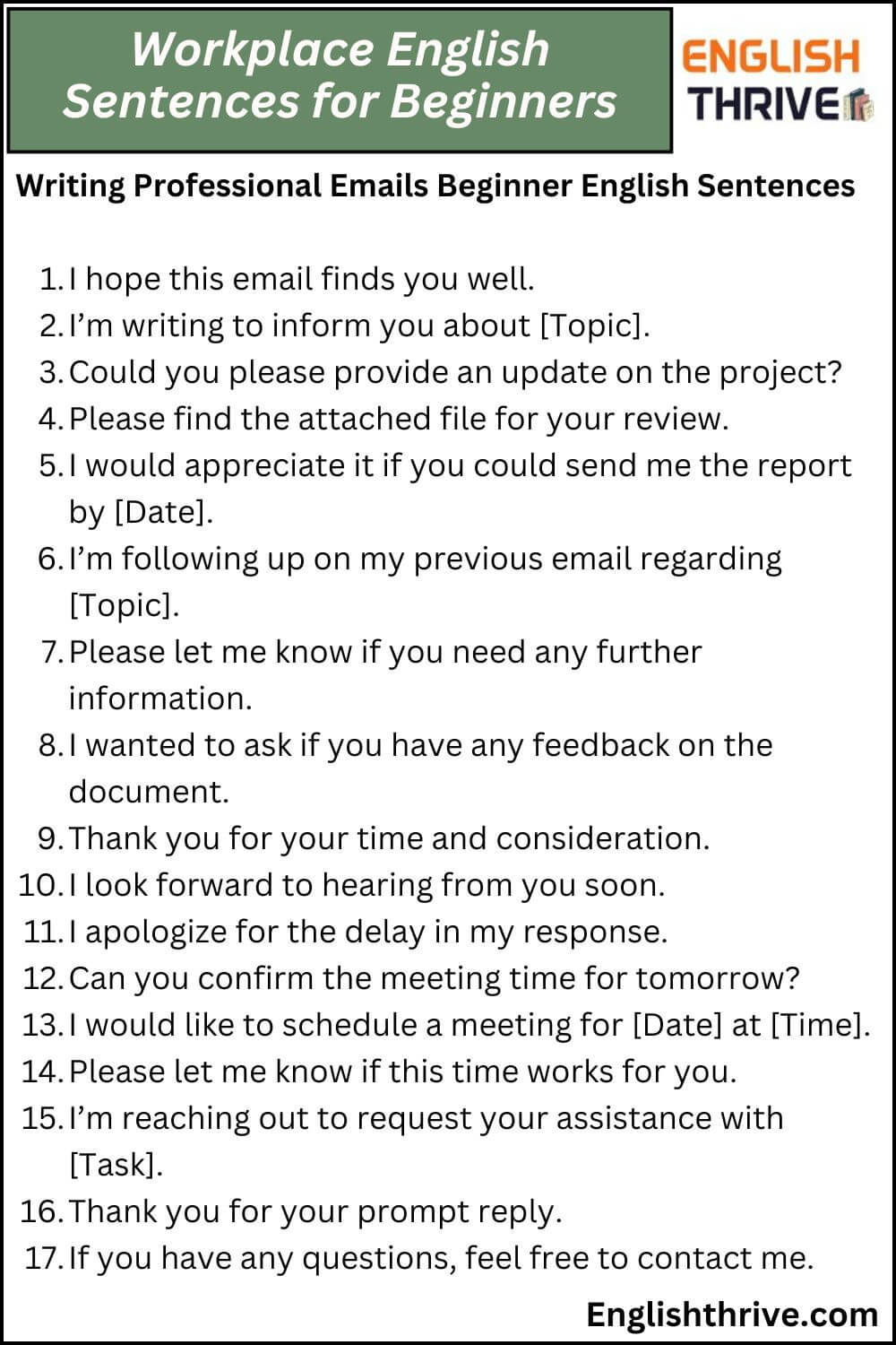 137 Workplace English Sentences For Beginners