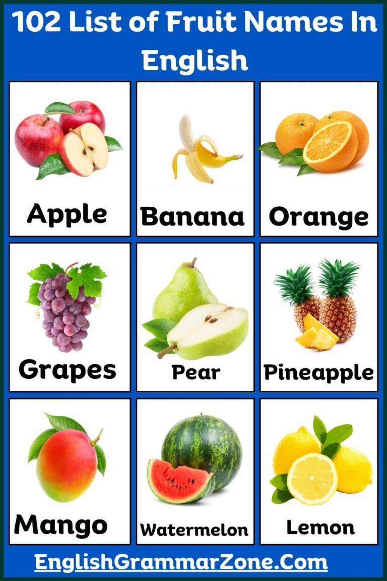 102 List Of Fruit Names In English