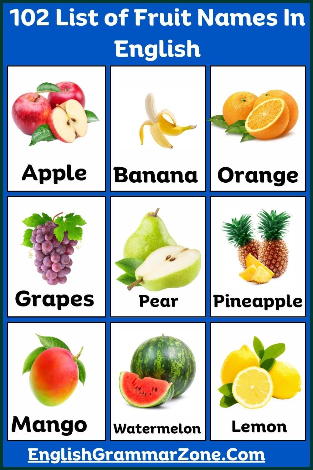 102 List Of Fruit Names In English