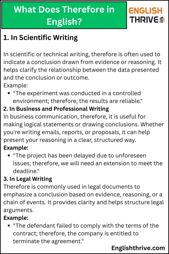What Does Therefore In English?