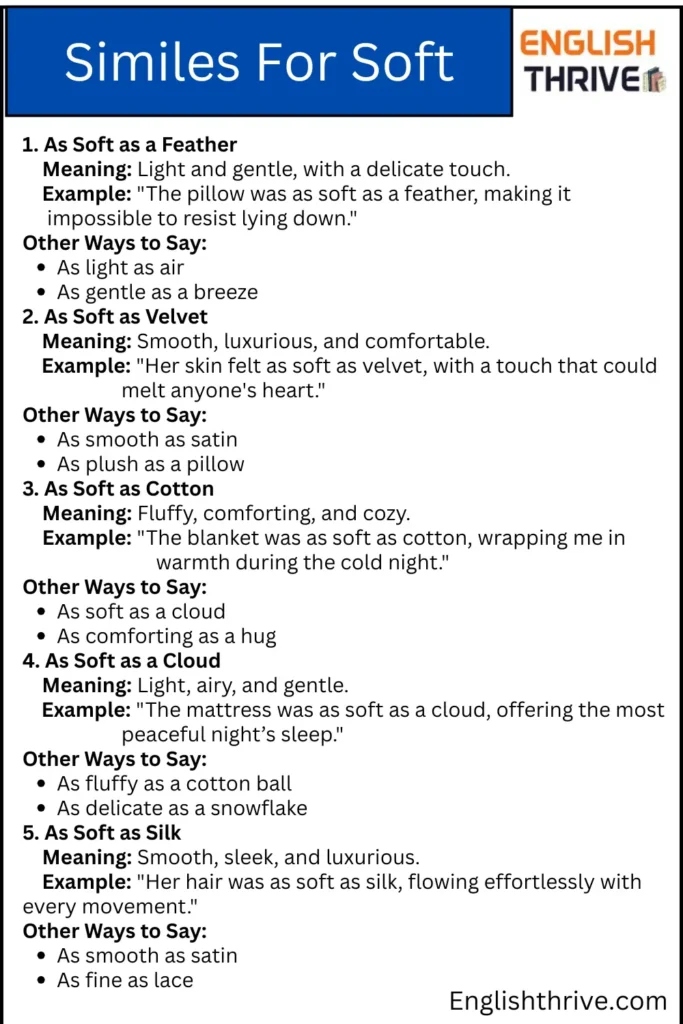 Similes For Soft - English Thrive