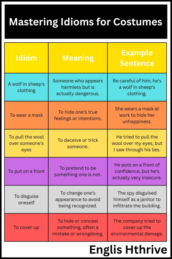 Mastering Idioms For Costumes And Disguises