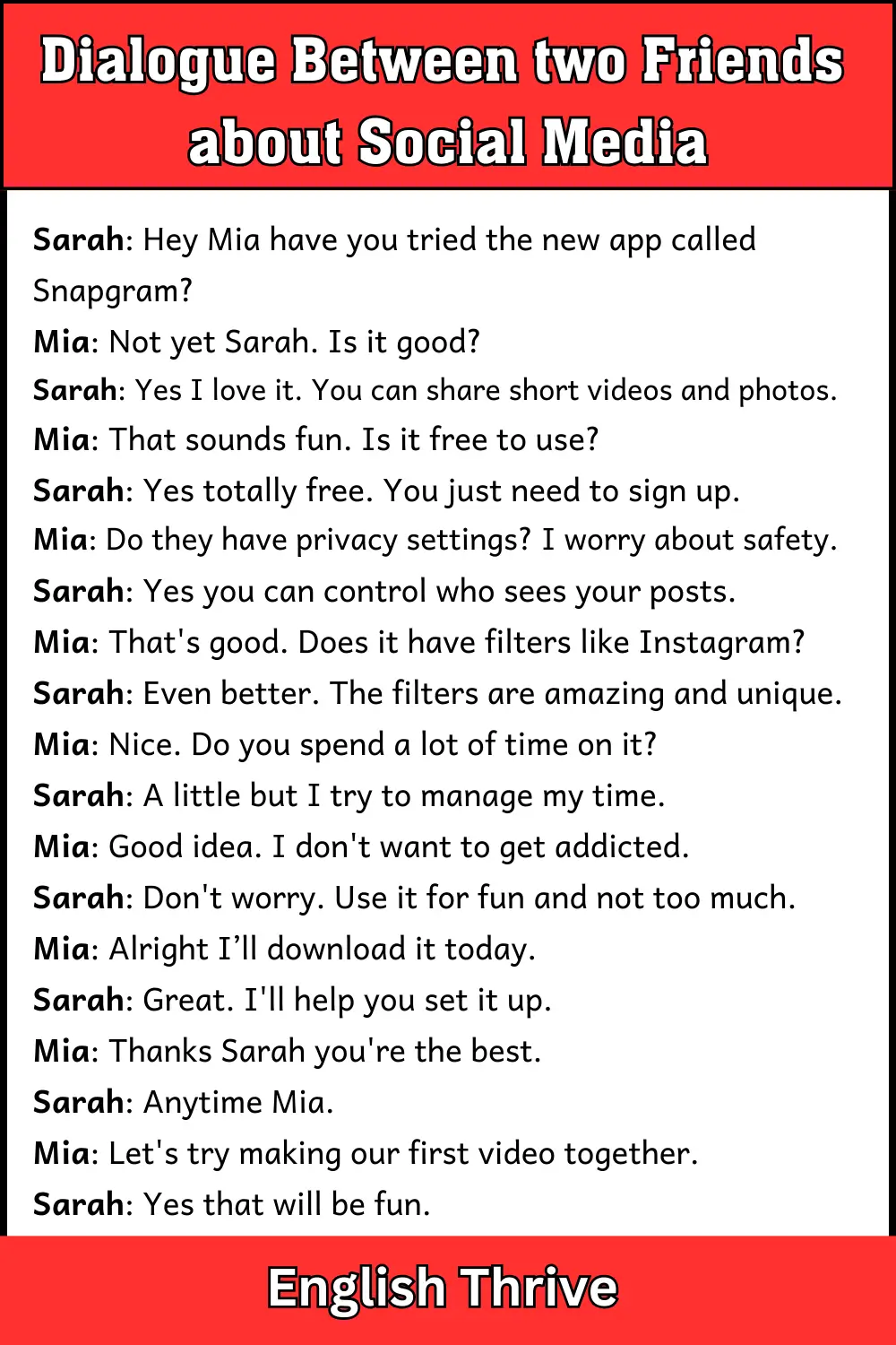 Short Dialogue Between Two Friends About Social Media