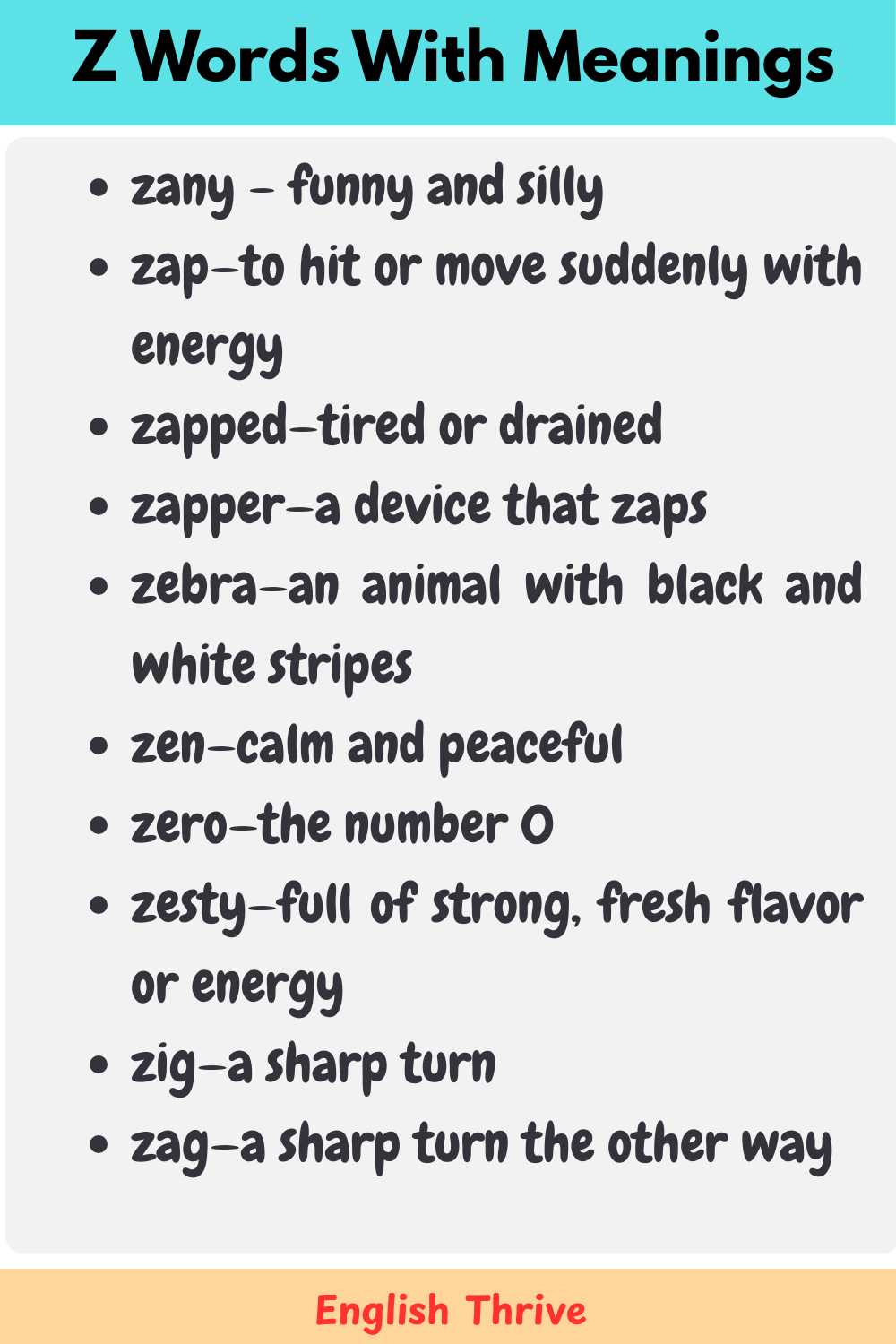 Common Words That Start With Z