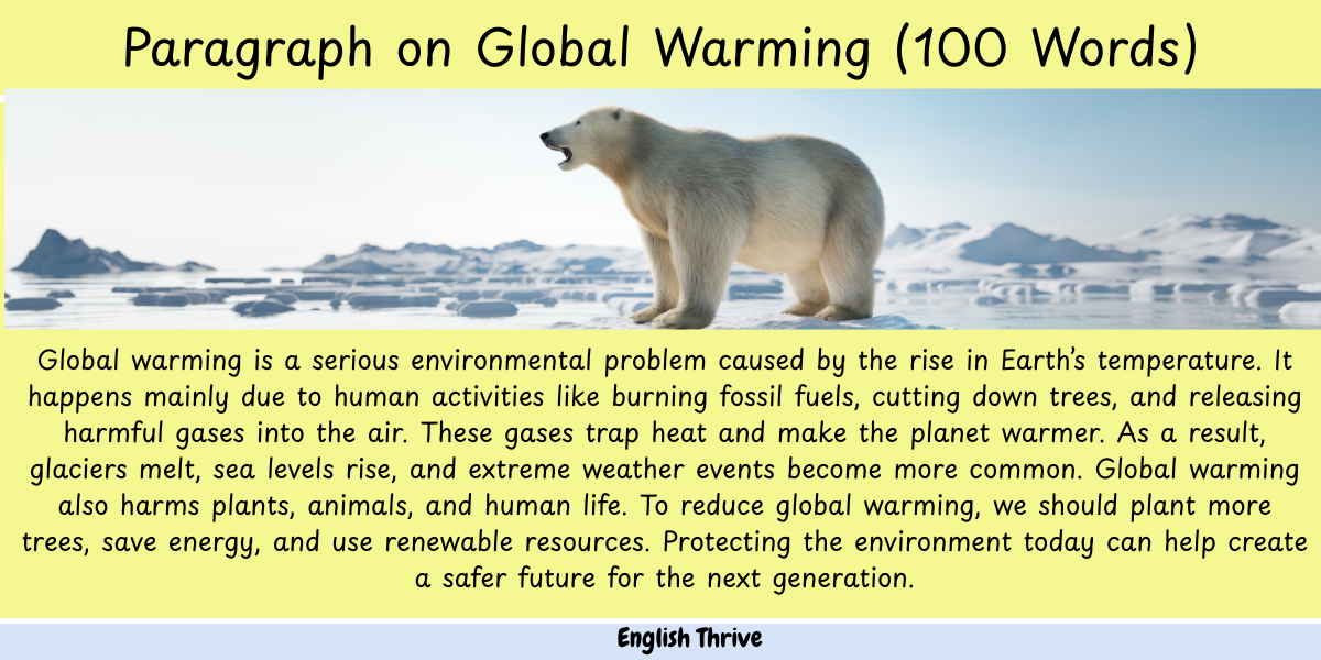 Write A Paragraph On Global Warming (100, 150, 200 Words)